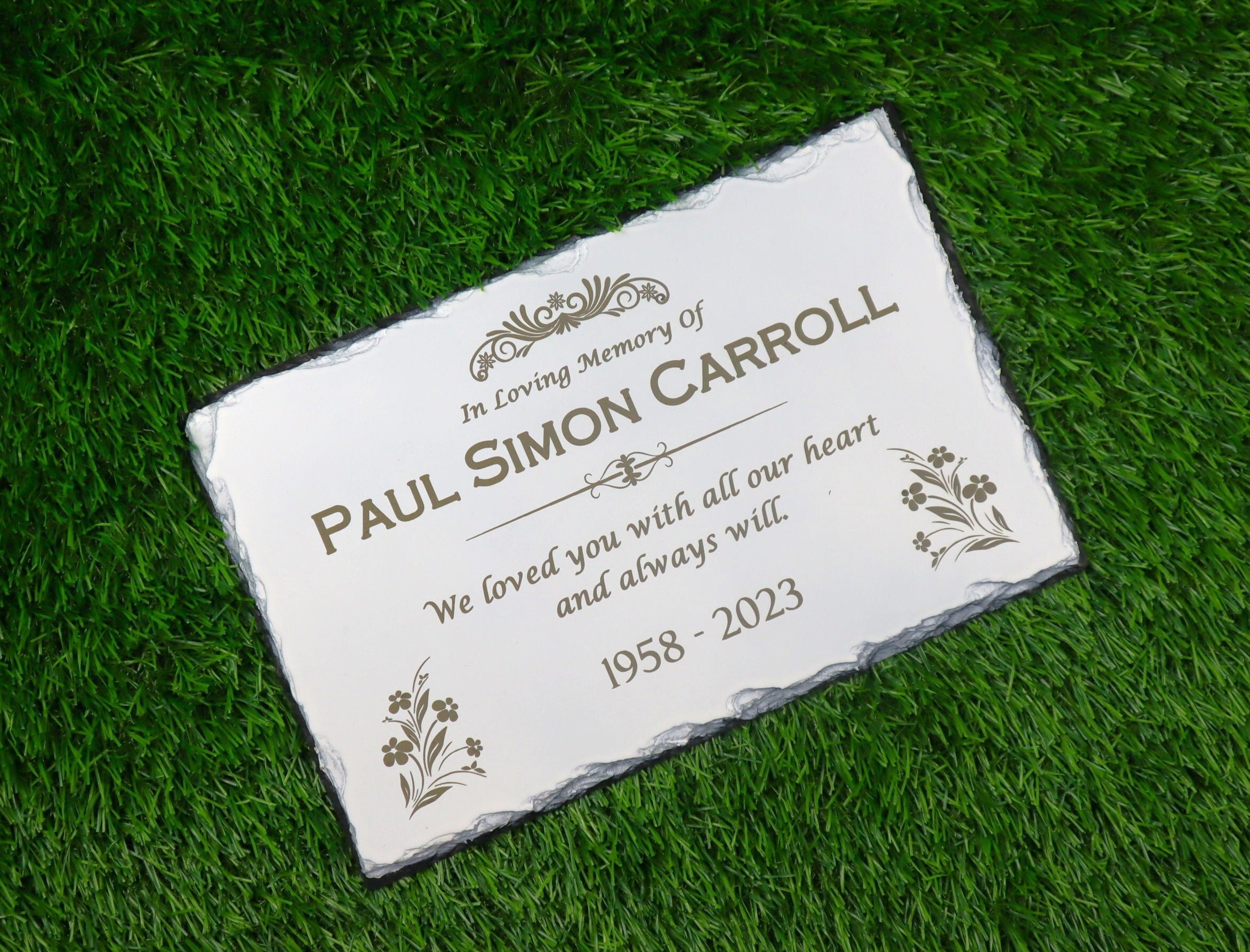 Custom Memorial White Slate Stone, Personalized 7.5 X 11.5 Inches ...