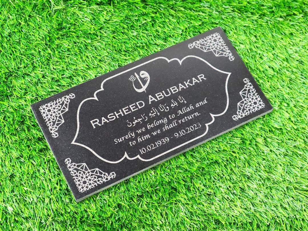 Custom Memorial Stone Black Granite, Islamic Personalized Memorial ...
