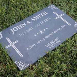 Customized Gray Slate Grave Marker for Veterans - Etsy