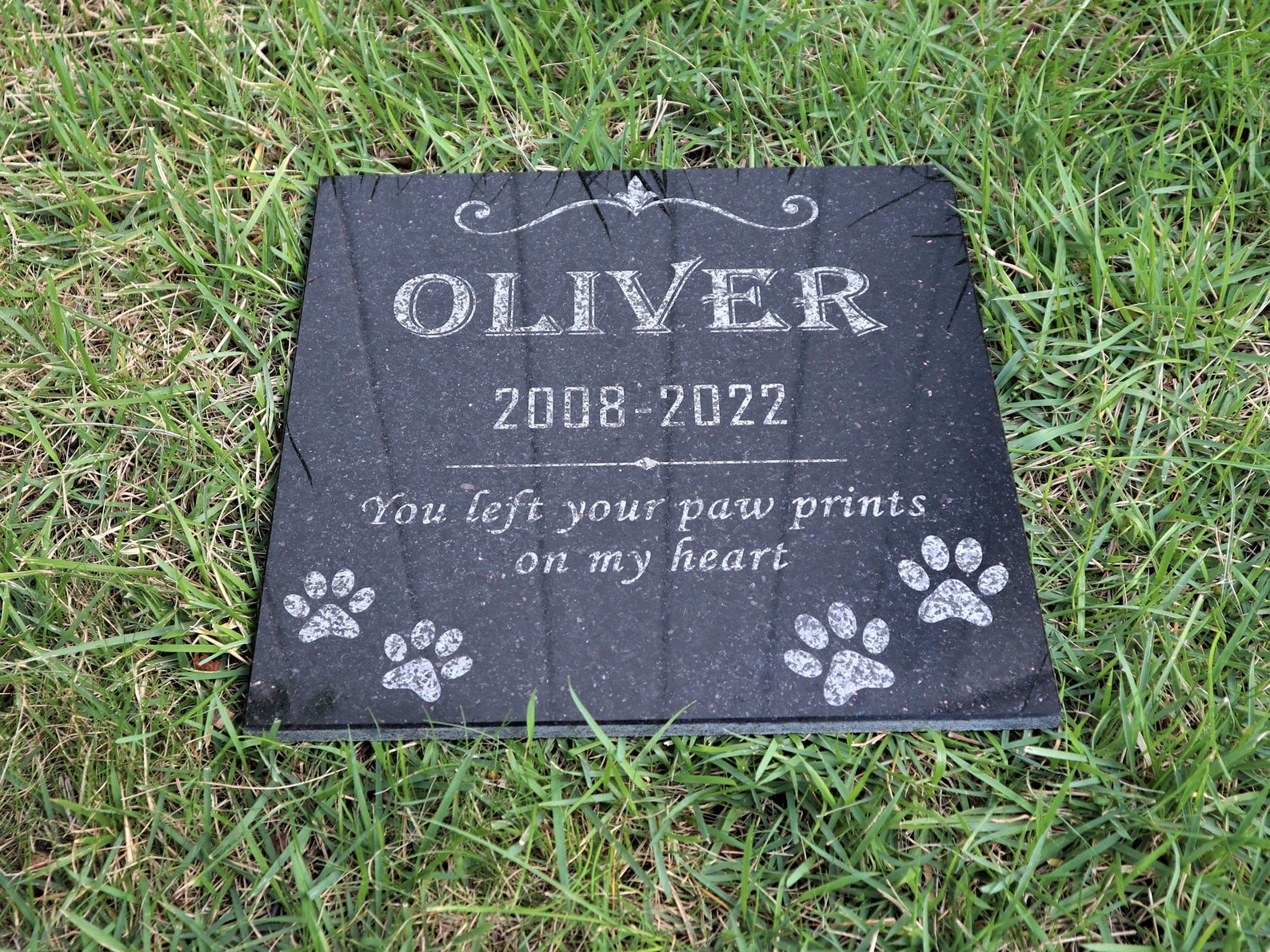 Custom Pet Memorial Stone Black Granite Personalized 6x12 - Etsy