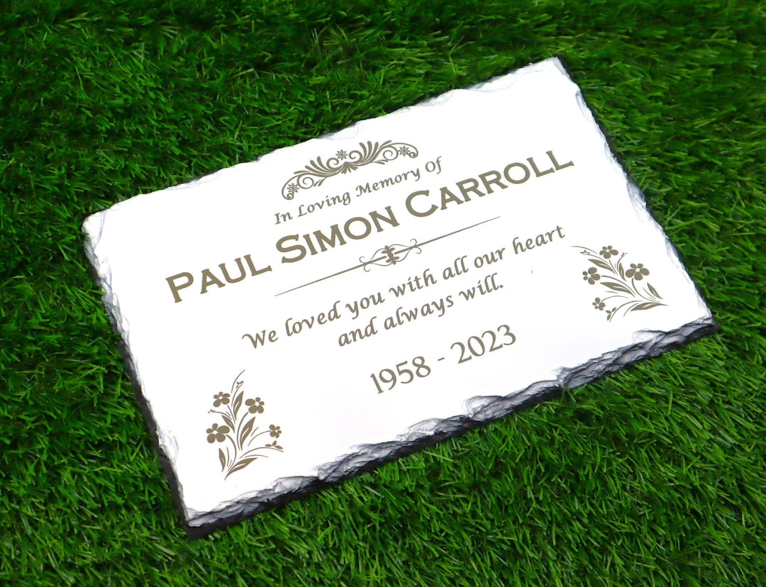 Custom Memorial White Slate Stone, Personalized 7.5 X 11.5 Inches ...
