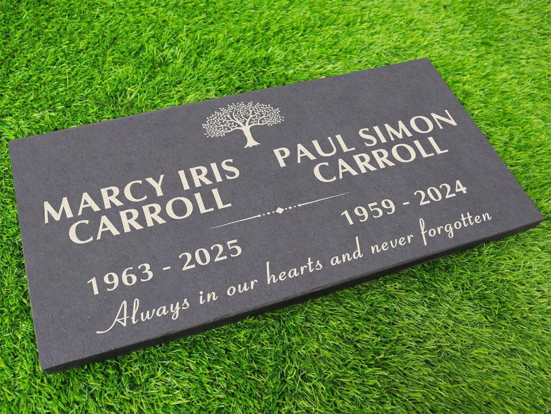 Custom Memorial Gray Slate Stone, 12x24 Inches Grave Marker for One or ...