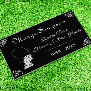 Custom Marge Simpson Memorial Stone – Personalized Black Granite ...
