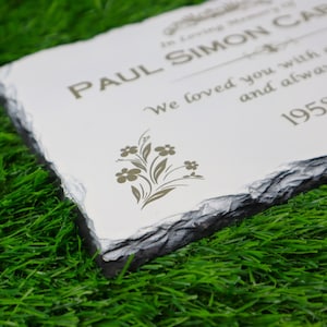 Custom Memorial White Slate Stone, Personalized 7.5 X 11.5 Inches ...