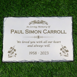 Custom Memorial White Slate Stone, Personalized 7.5 X 11.5 Inches ...