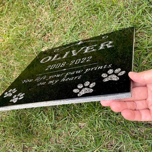 Custom Pet Memorial Stone Black Granite Personalized 12x6 12x12 18x12 ...