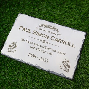 Custom Memorial White Slate Stone, Personalized 7.5 X 11.5 Inches ...
