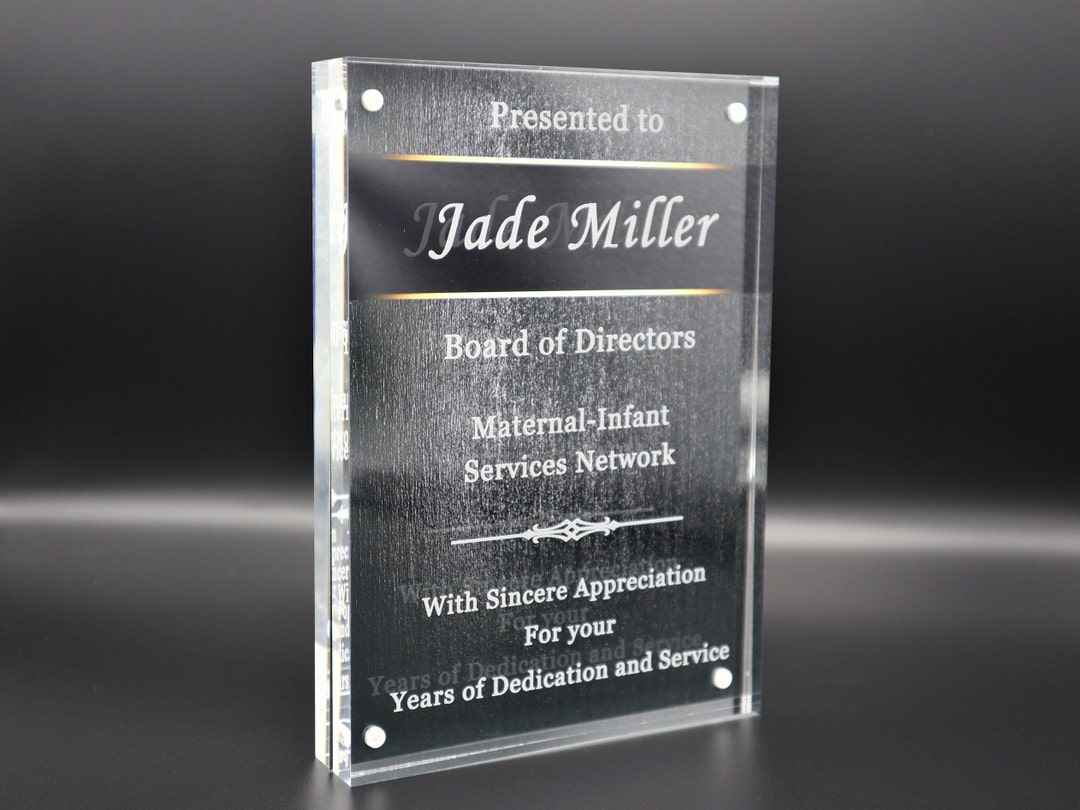 Personalized Crystal Award Acrylic Plaque, Recognition Award, Corporate ...