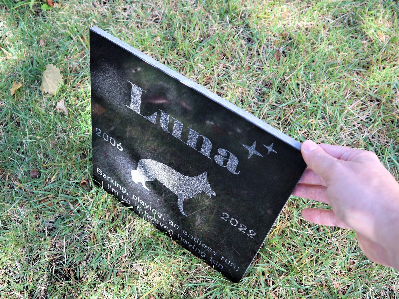 Custom Pet Memorial Stone Black Granite Personalized 6x12 - Etsy