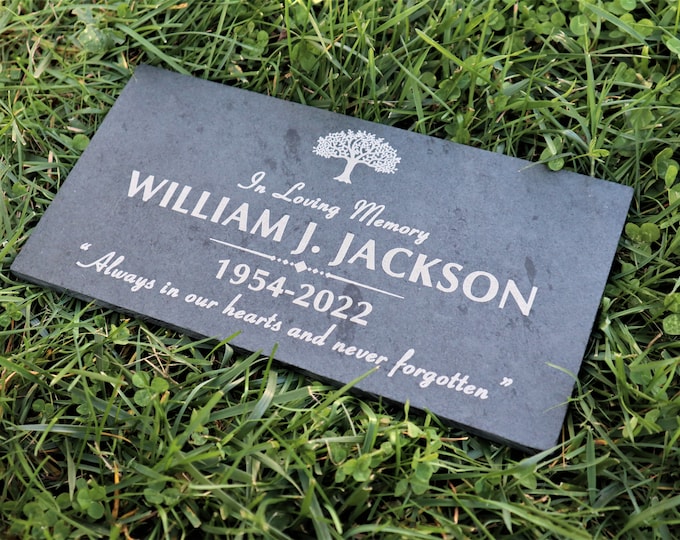 Custom Memorial Gray Slate Stone, Personalized 6x12 12x12 12x18 12x24 ...