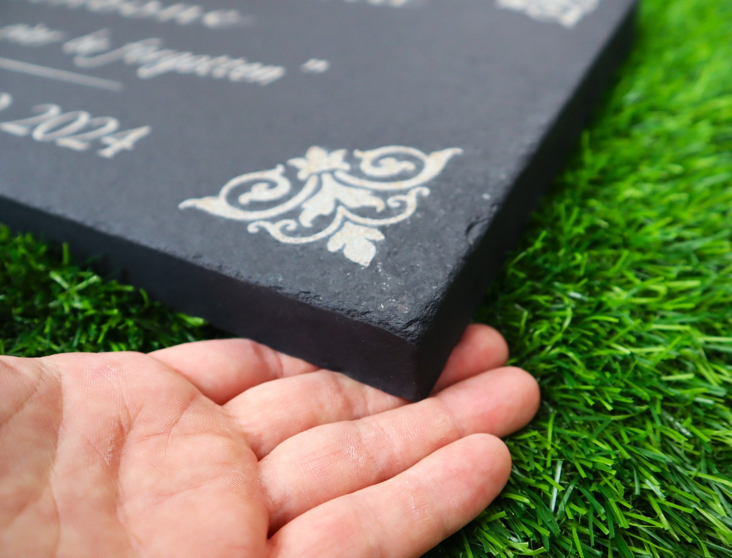 Custom Memorial Gray Slate Thick Stone, 6x12 12x12 12x24 Inches ...