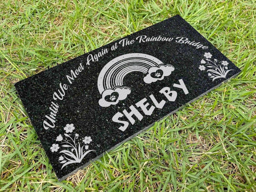 Rainbow Bridge Pet Memorial Stone Black Granite, Personalized 6x12 ...