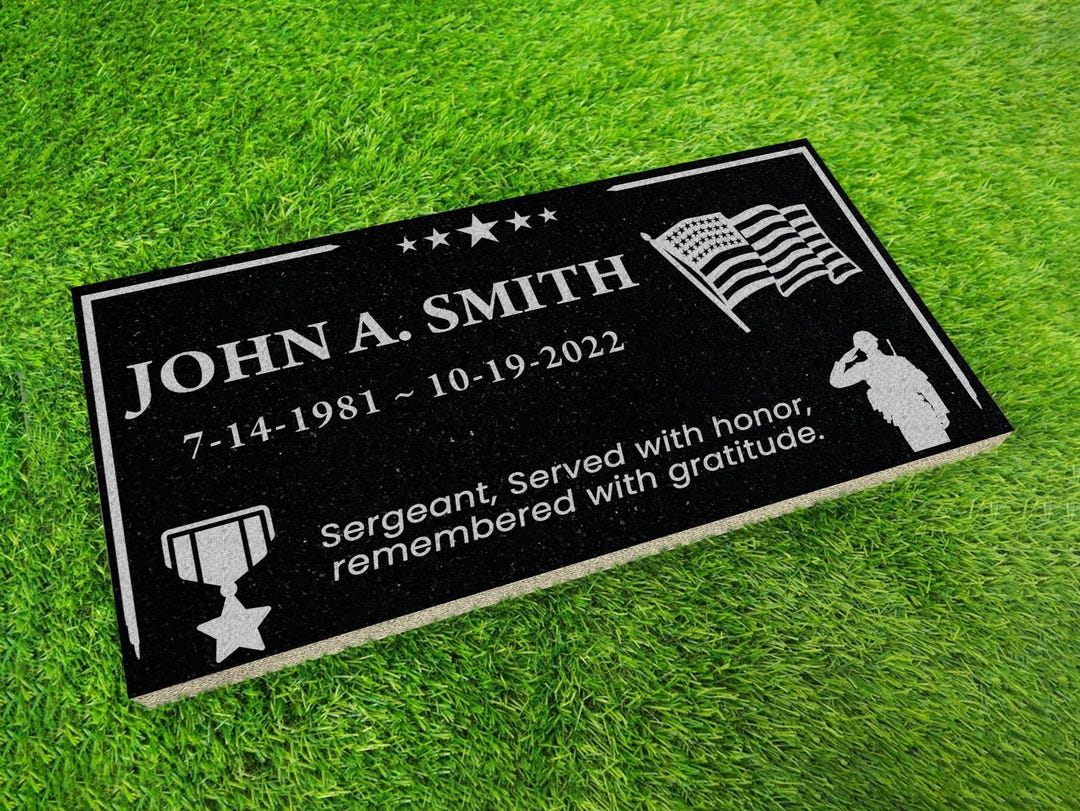 Customized Black Granite Grave Marker for Army, Navy, Air Force ...
