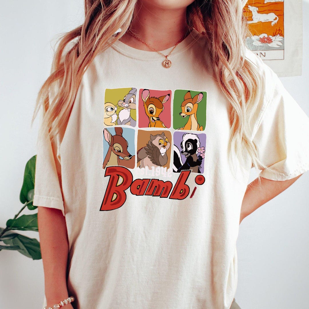 Retro Disney Bambi Characters Group D1169 Holiday Trip Unisex T-shirt ...