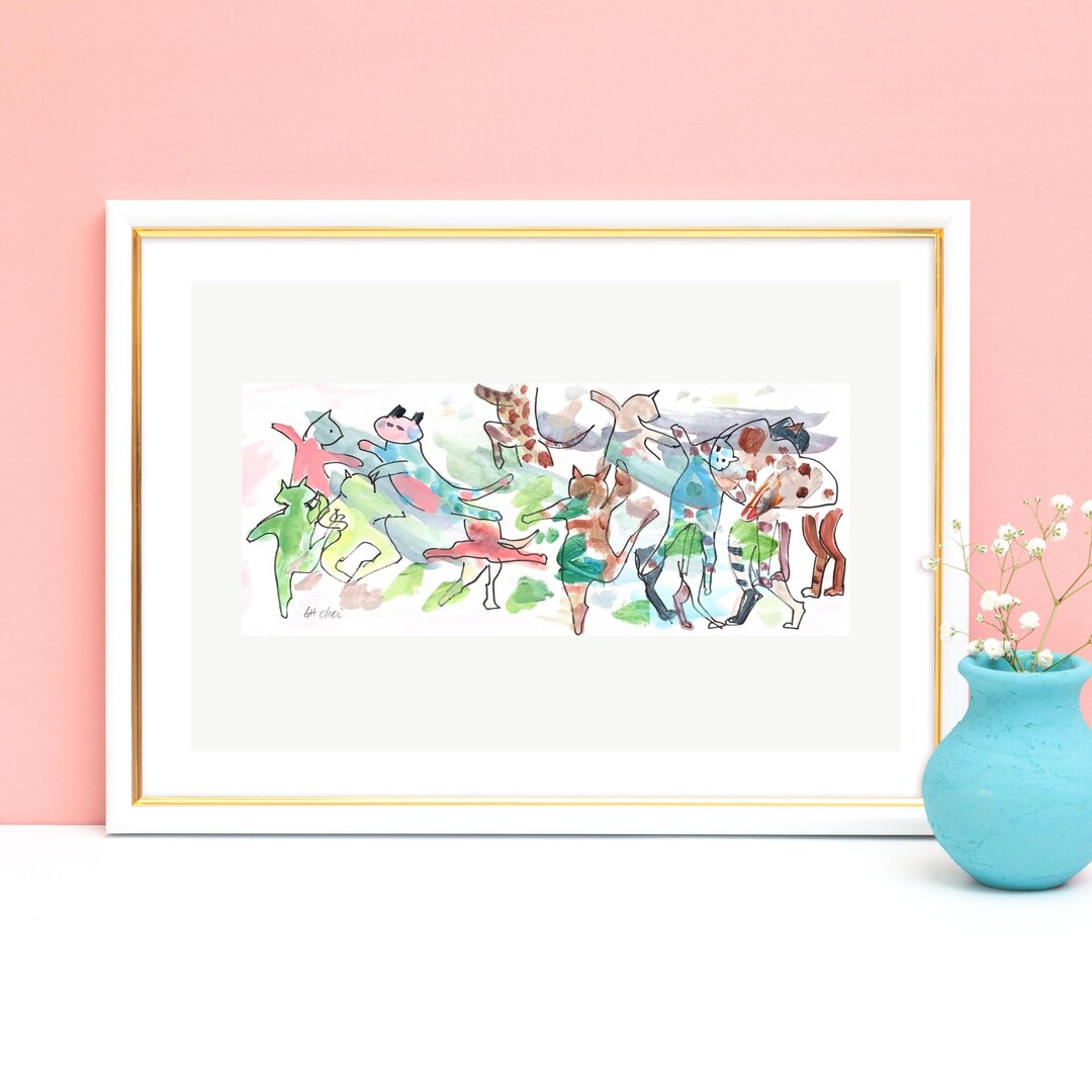 Cat Ballerina Art Printable, Girly Wall Art, Whimsical Ballerina Poster ...