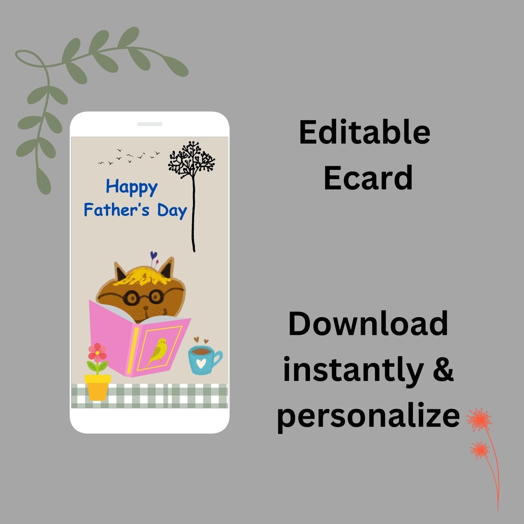 Father's Day Ecard, Editable Card, Animated Text, Digital Father's Day ...