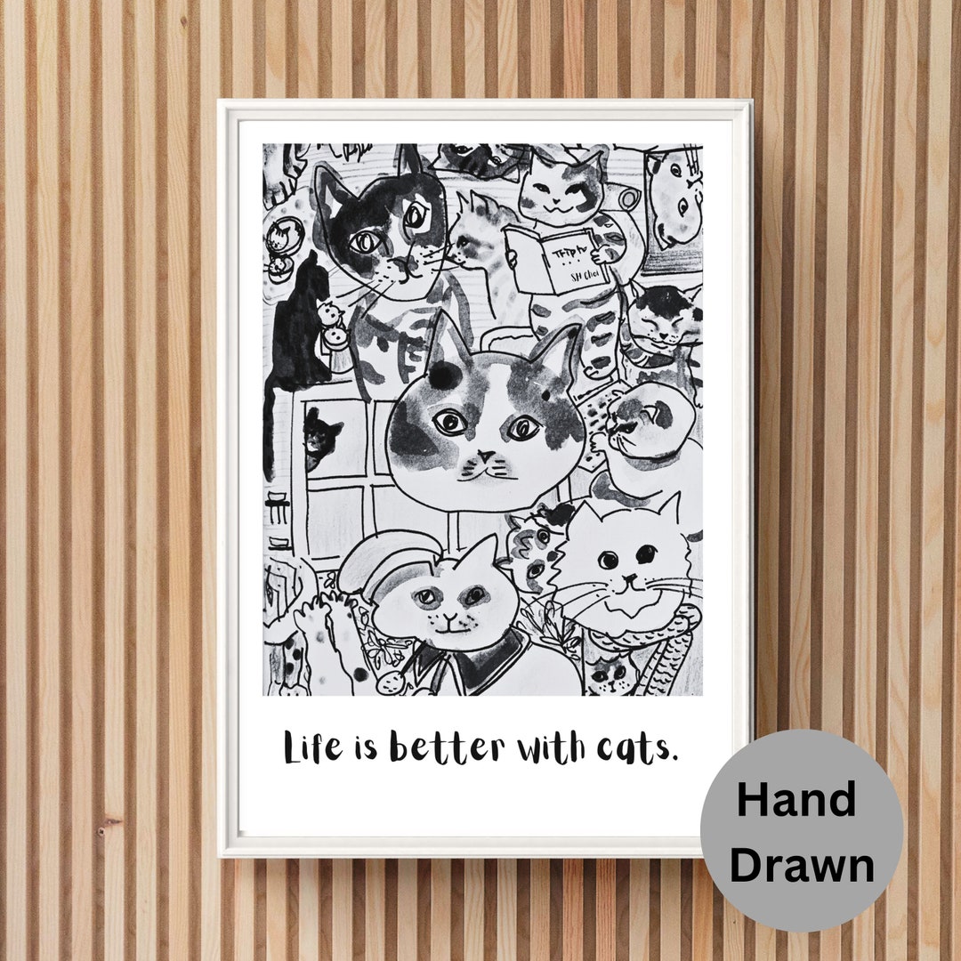 Cat Quote Art, Cat Poster, Cat Lover Art, Quirky Cat Art, Aesthetic Cat ...