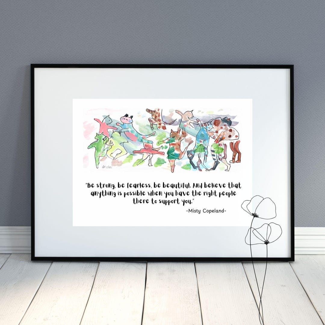 Cat Ballerina Quote Art, Positive Quote Art, Affirmative Words for Girl ...