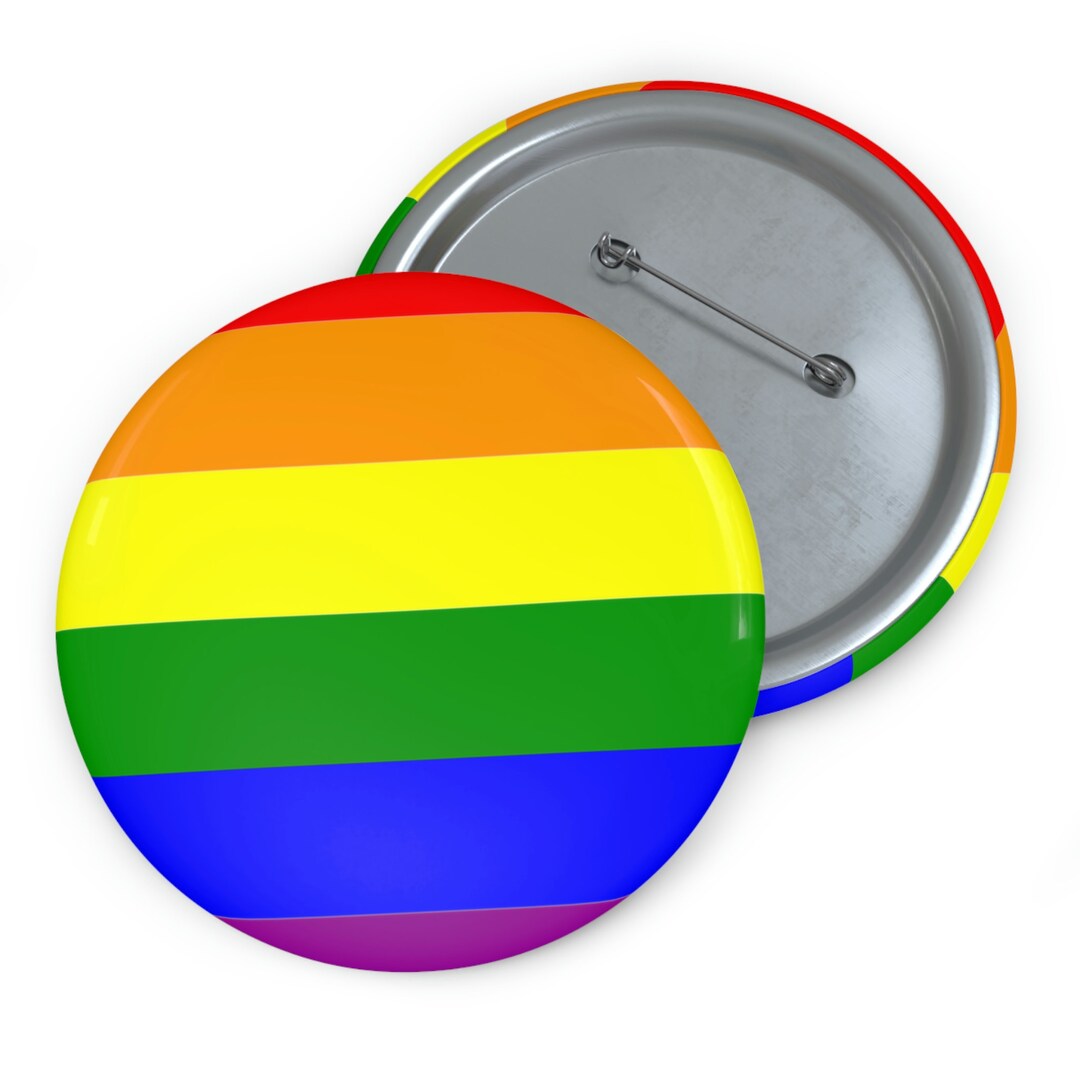 Rainbow Gay Pride Flag Button Pinback Button 1 2.25 or 3 Custom Button ...