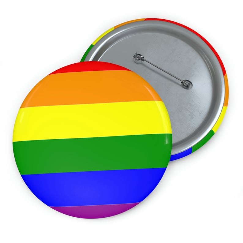 Rainbow Gay Pride Flag Button Pinback Button 1 2.25 or 3 Custom Button ...