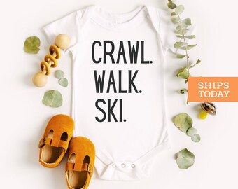 Ski Baby Onesie® Crawl Walk Ski Baby Onesie® Cute Skiing Lover Bodysuit ...