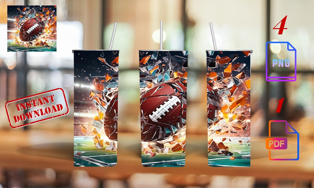 3D Broken Glass Football Tumbler Wrap (digital Download) - Etsy