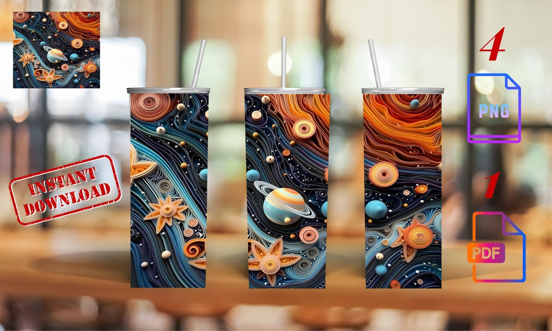 3D Embroidered Outer Space Planet Sublimation Wrap Digital Download ...
