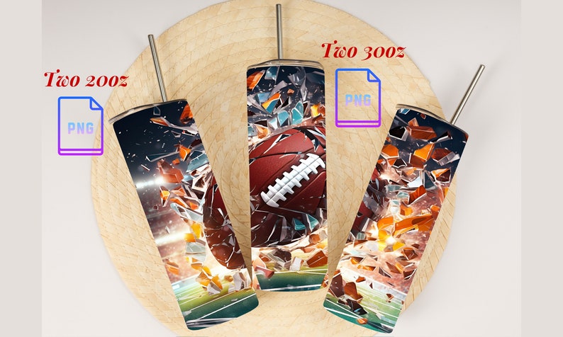 3D Broken Glass Football Tumbler Wrap (digital Download) - Etsy