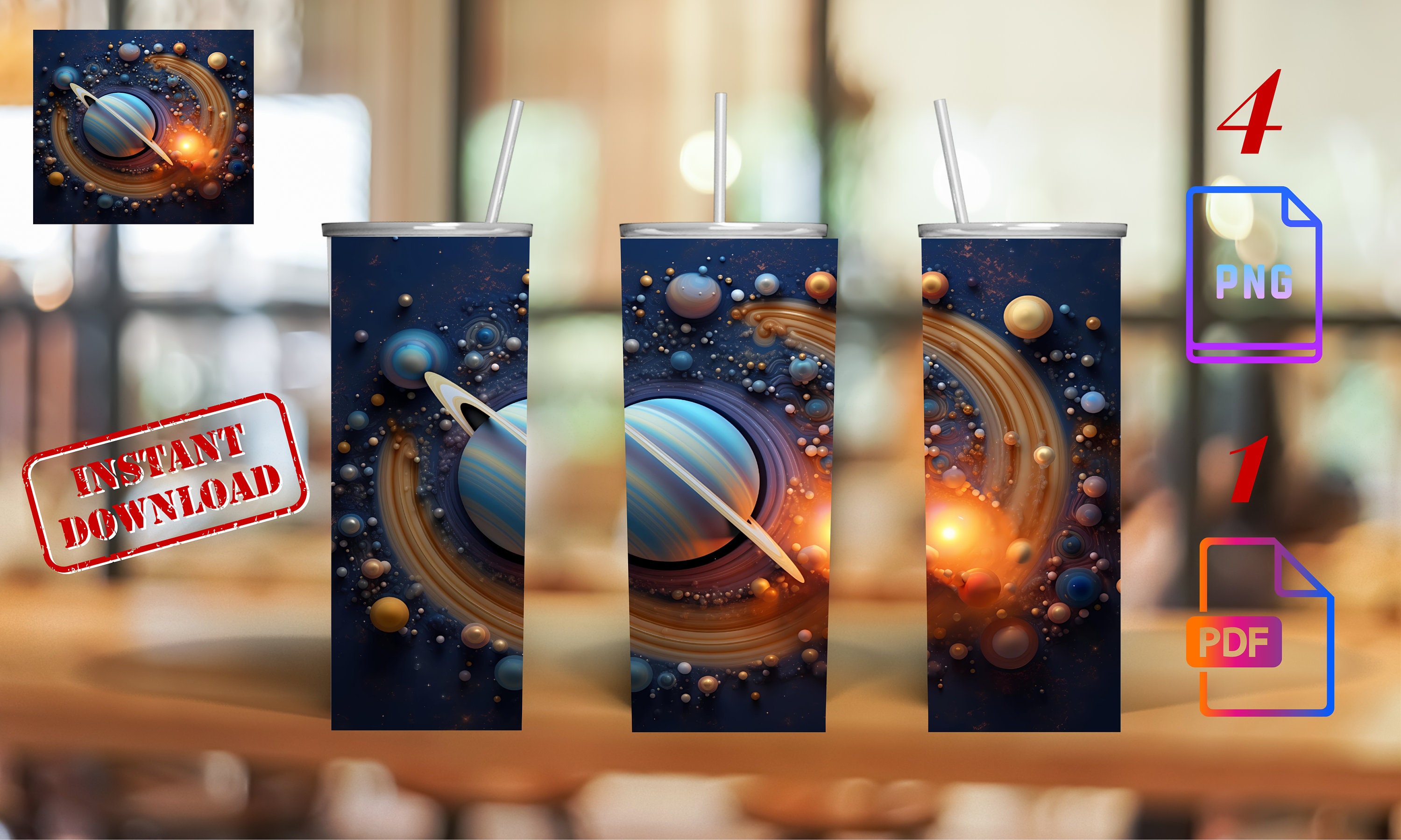 3D Embroidered Lighted Outer Space Planet Sublimation Wrap Digital ...