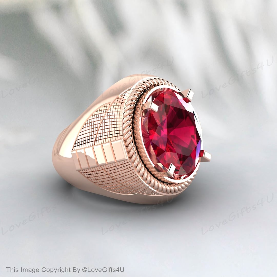 Antique Ruby Gold Signet Ring With Shiny Gemstone, 10K 14K Gold Vintage ...