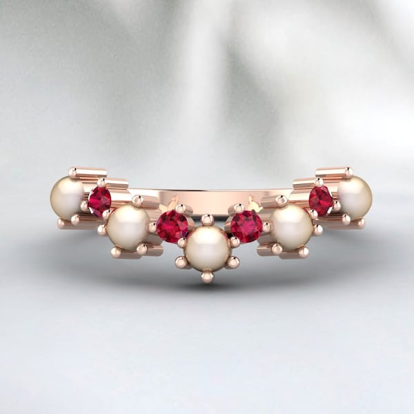 Ruby Pearl Ring - Etsy