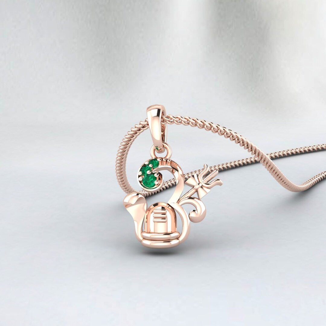 Emerald Pendant Om Ohm Lord Shiva Trident Trishul Necklace Shivling ...