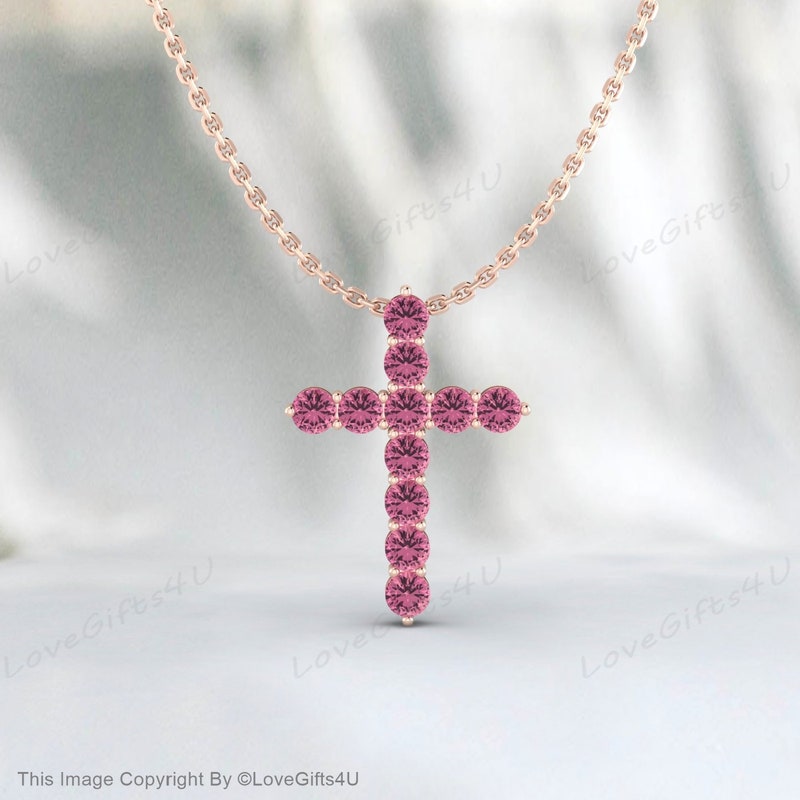 Pink Cross Necklace - Etsy