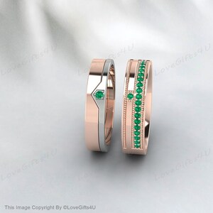 Green Emerald Couples Ring Set, Promise Rings for Couples Engagement ...