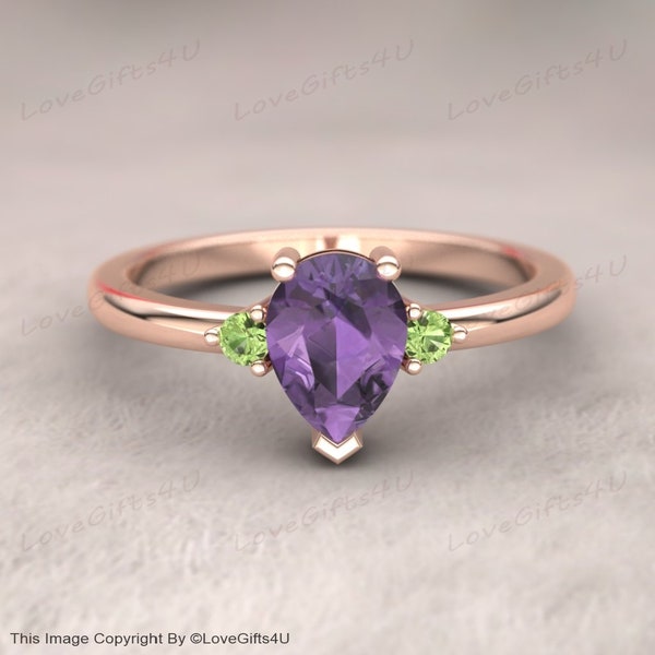 Amethyst and Peridot Ring - Etsy