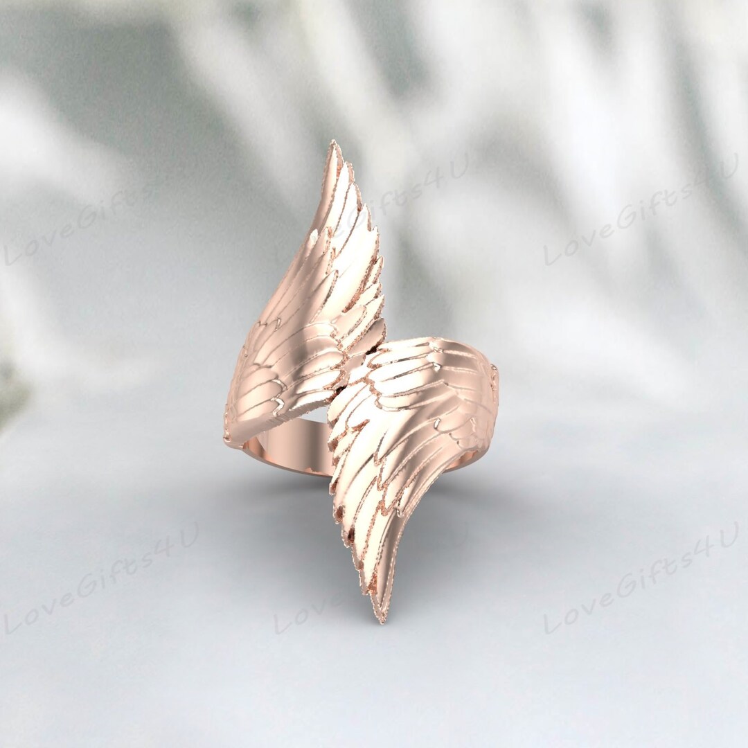 Adjustable Guardian Angel Wings Ring，925 Sterling Silver Wings Ring ...