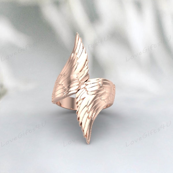 Black Angel Wing Ring - Etsy