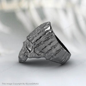 Wooden Skull Ring, 925 Silver Skull of Groot Ring,biker Punk Gothic ...