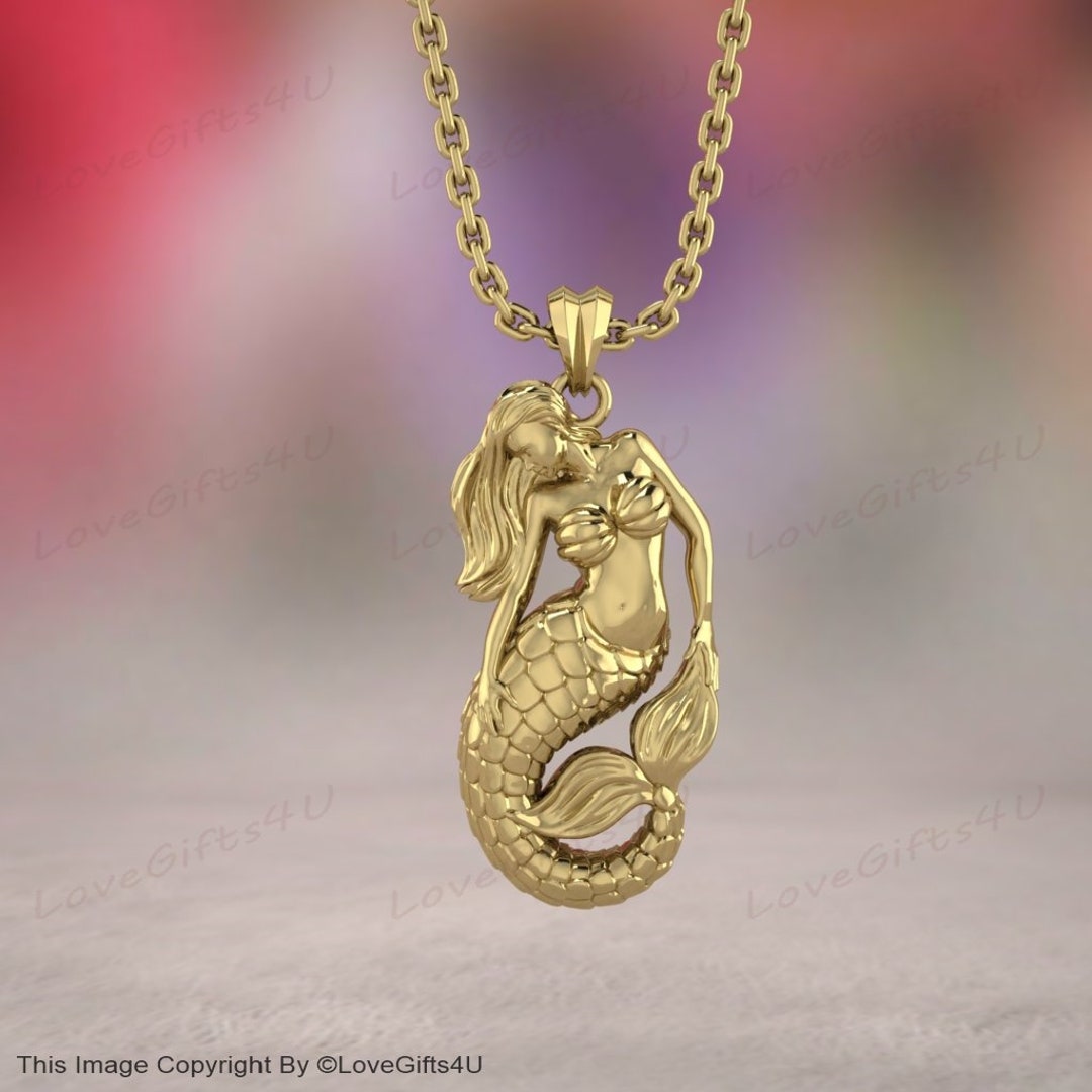 Enchanting Gold Mermaid Necklace | Mermaid Charm Pendant | Ocean ...