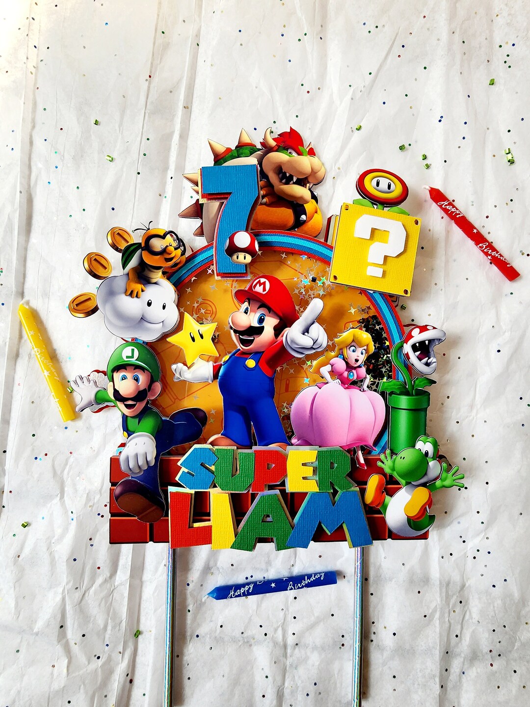 Super Mario Cake Topper Super Mario Birthday Cake Topper - Etsy