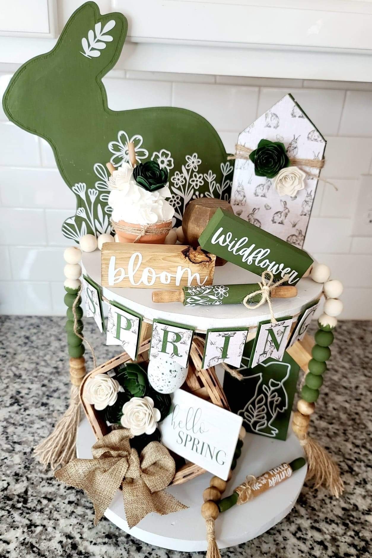 Spring Bunny Tier Tray Decor Bundle Set Farmhouse Decor - Etsy
