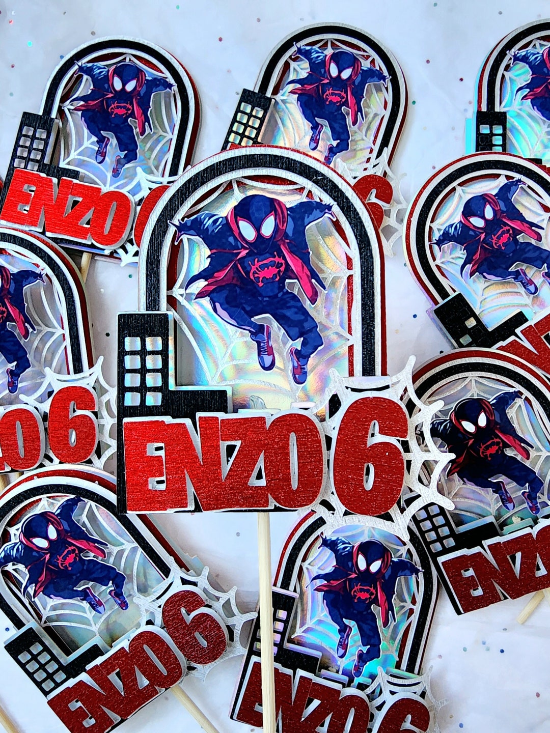 Miles Morales Spider-man Cupcake Toppers, 3D Cupcake Toppers, Custom ...