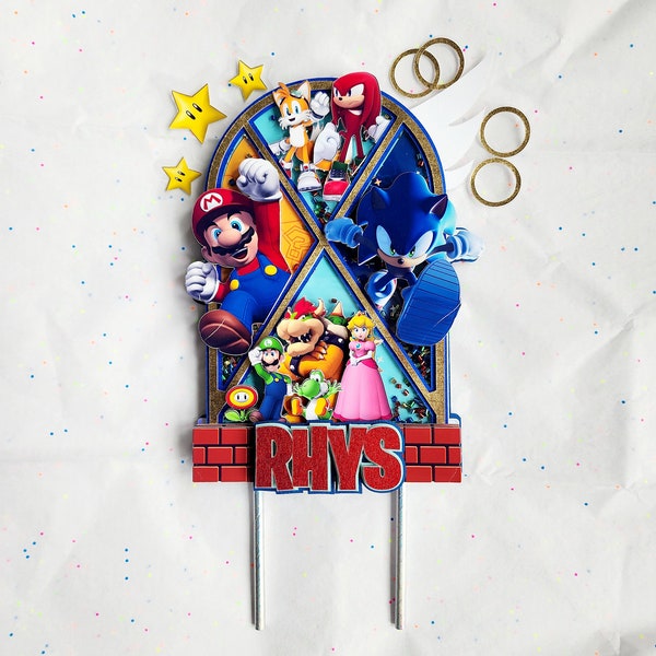 Sonic and Mario Birthday Cake - Etsy