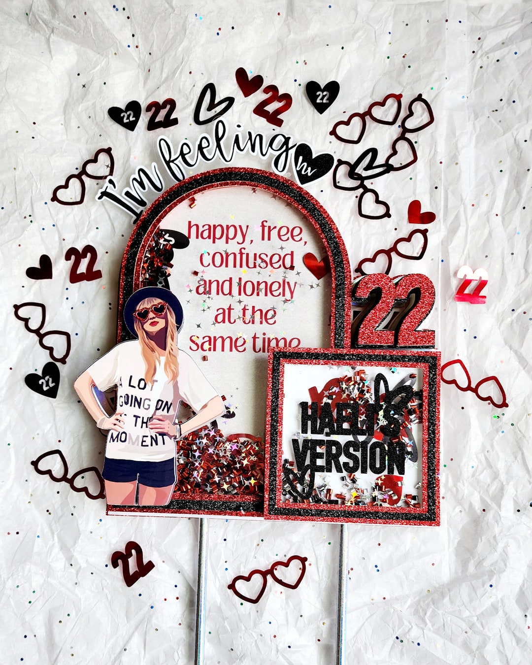 Taylor Swift 22 Themed 3D Light up Cake Topper, Taylor Swift RED Cake ...