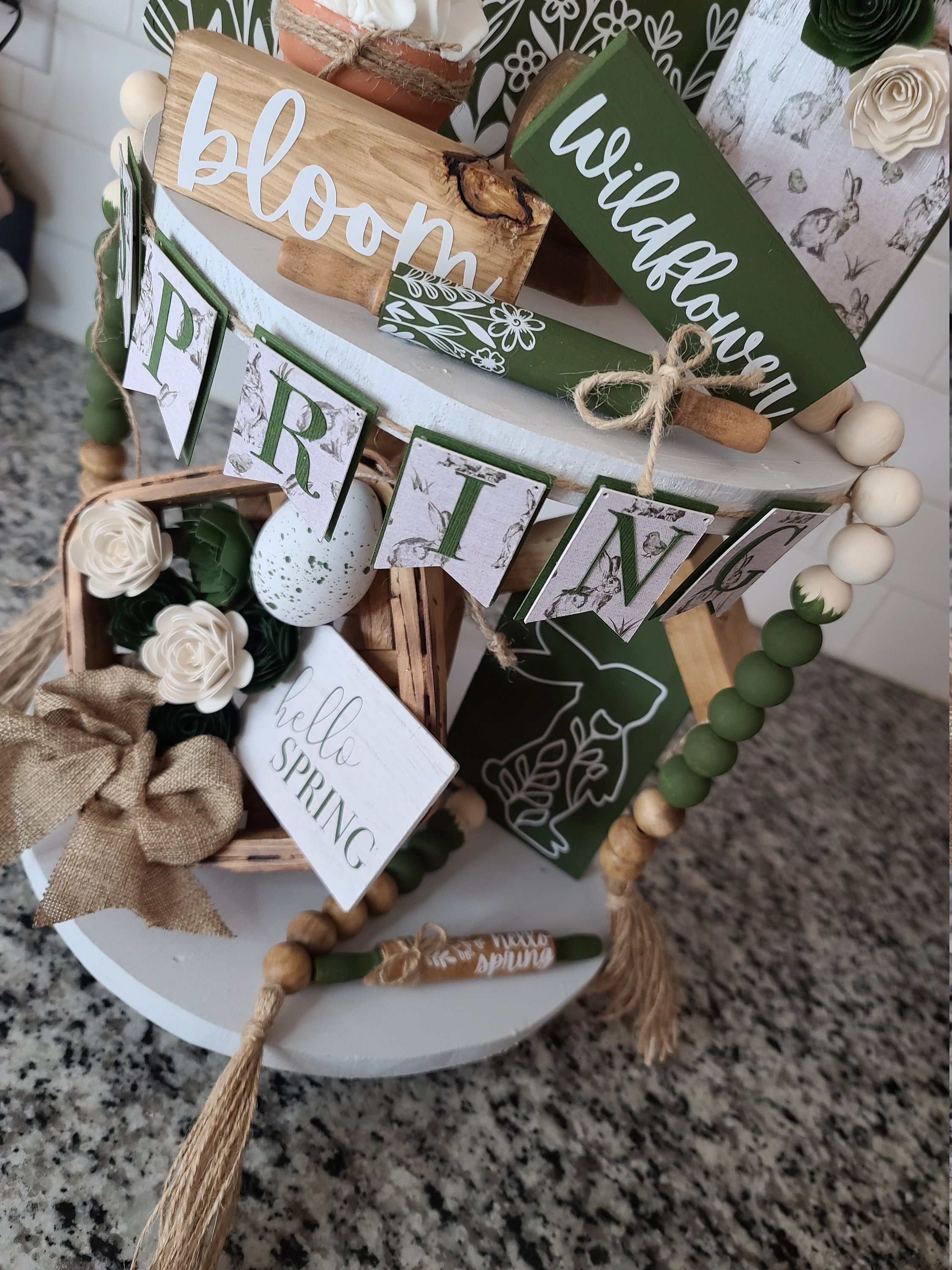 Spring Bunny Tier Tray Decor Bundle Set Farmhouse Decor - Etsy