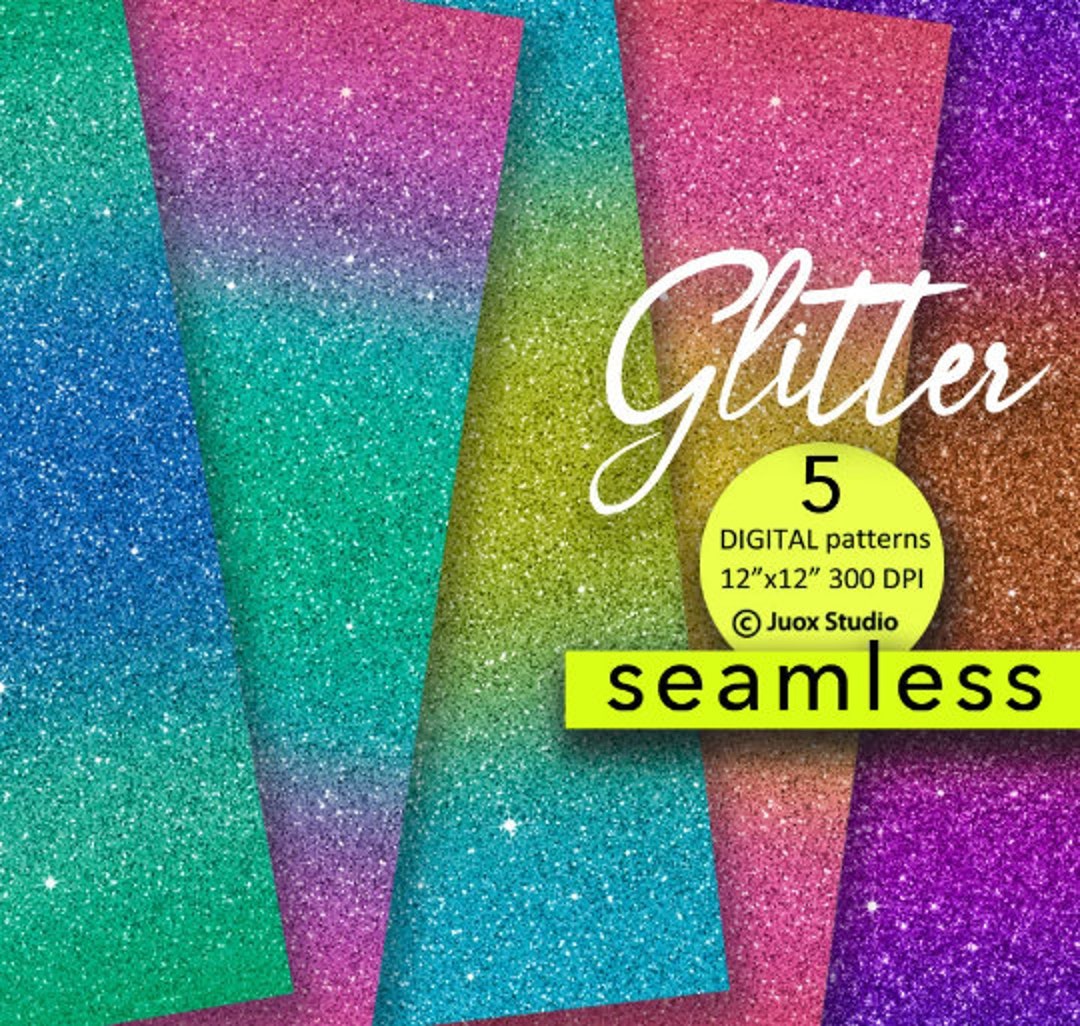 5 SEAMLESS Glitter Sparkling Backgrounds Paper Pack, Hologram Foil ...