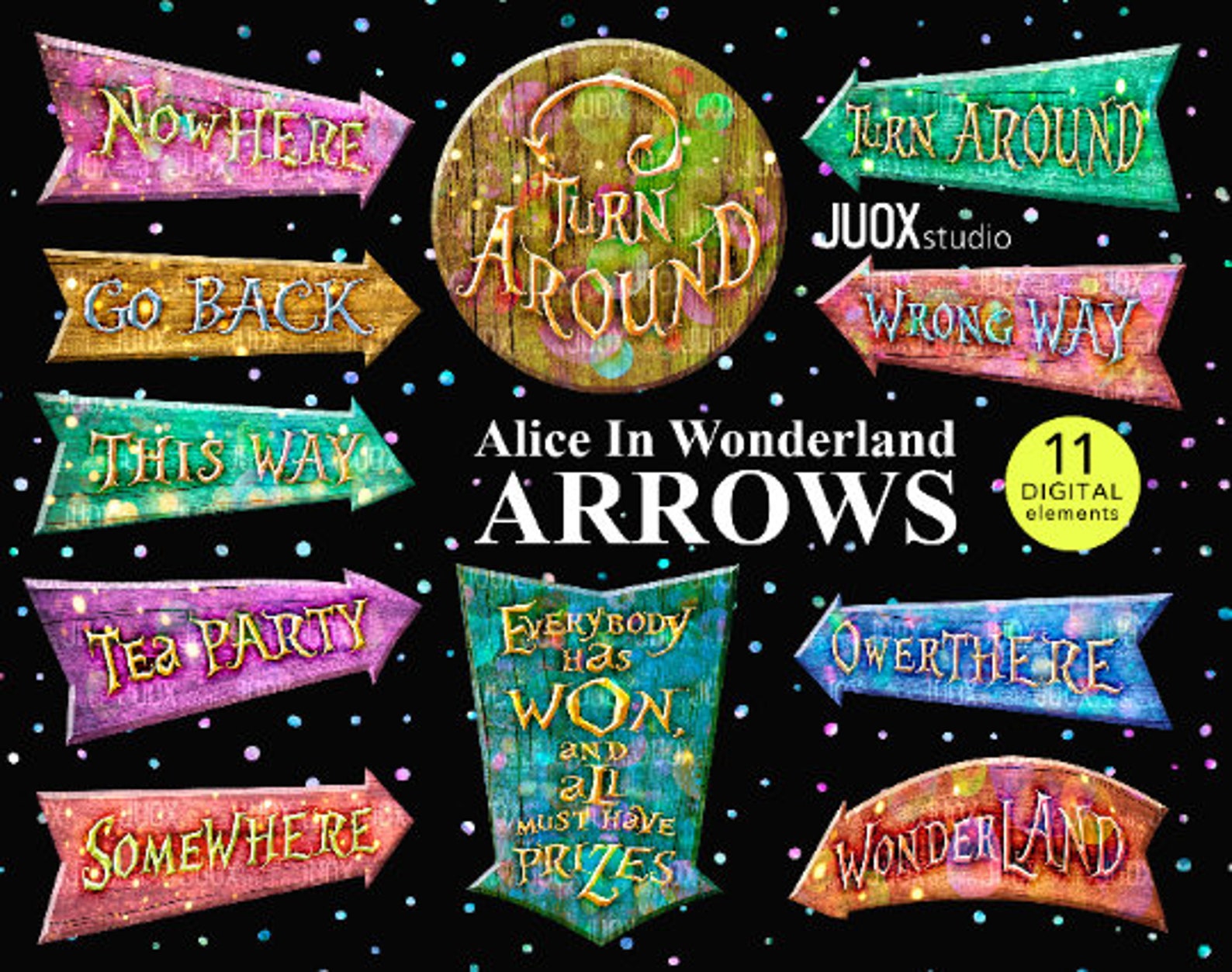 Printable Alice in Wonderland Arrow Sign Posts, Onederland Arrows ...