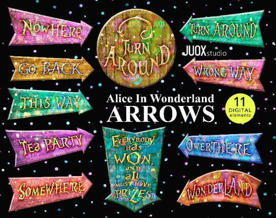 Printable Alice in Wonderland Arrow Sign Posts, Onederland Arrows ...
