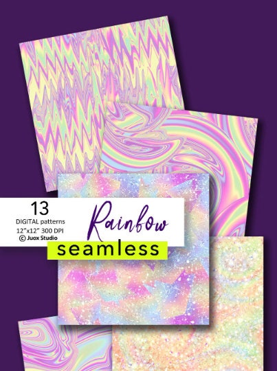 12 SEAMLESS PASTEL Rainbow Gradient Digital Backgrounds Paper Pack ...