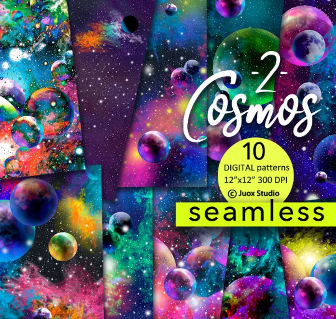 10 Seamless Only JPG Cosmos Backgrounds Paper Pack, Galaxies Textures ...